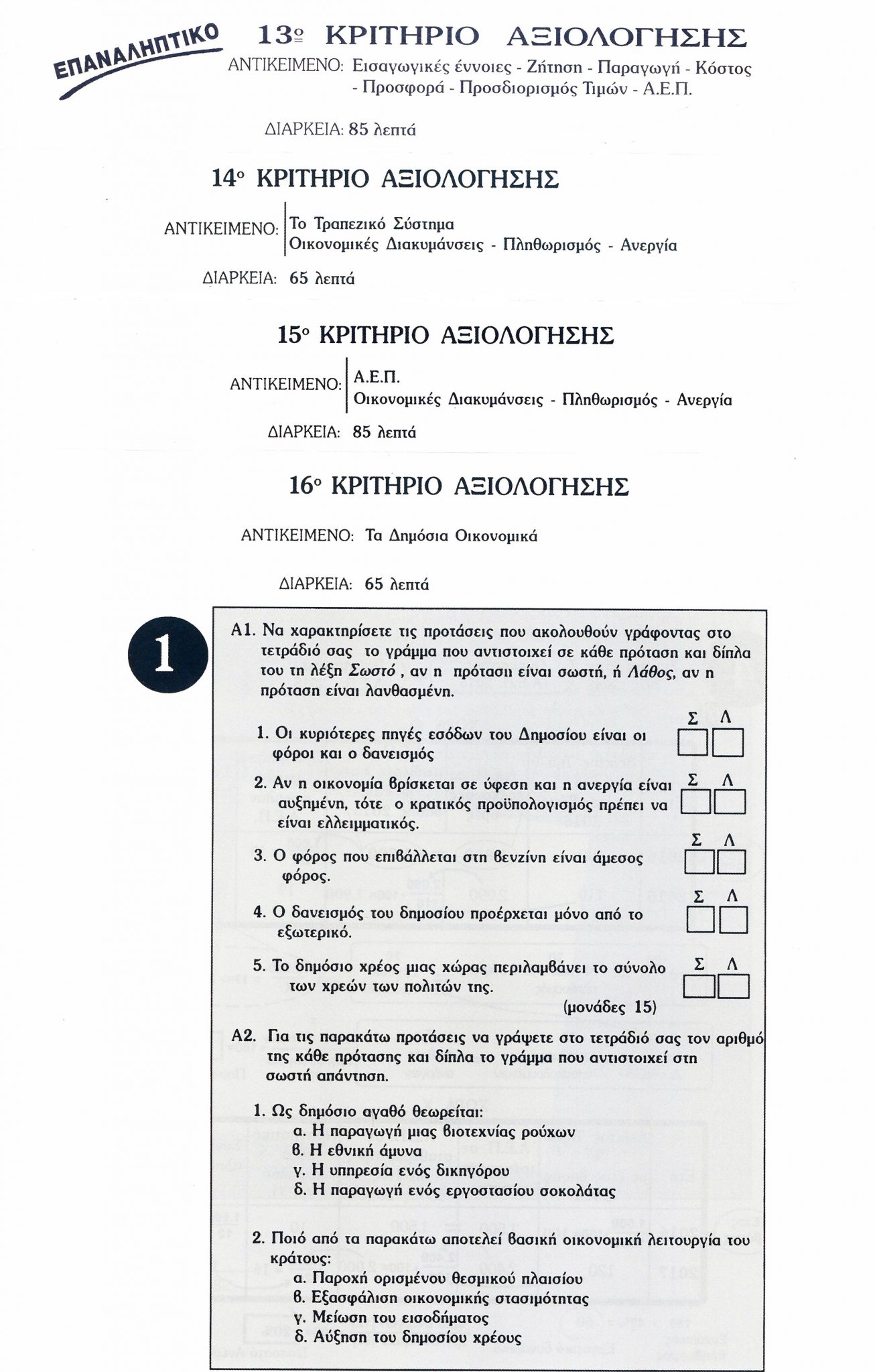 Κριτήρια Αξιολόγησης | ΑΡΧΕΣ ΟΙΚΟΝΟΜΙΚΗΣ ΘΕΩΡΙΑΣ (ΑΟΘ) Γ ΛΥΚΕΙΟΥ ...
