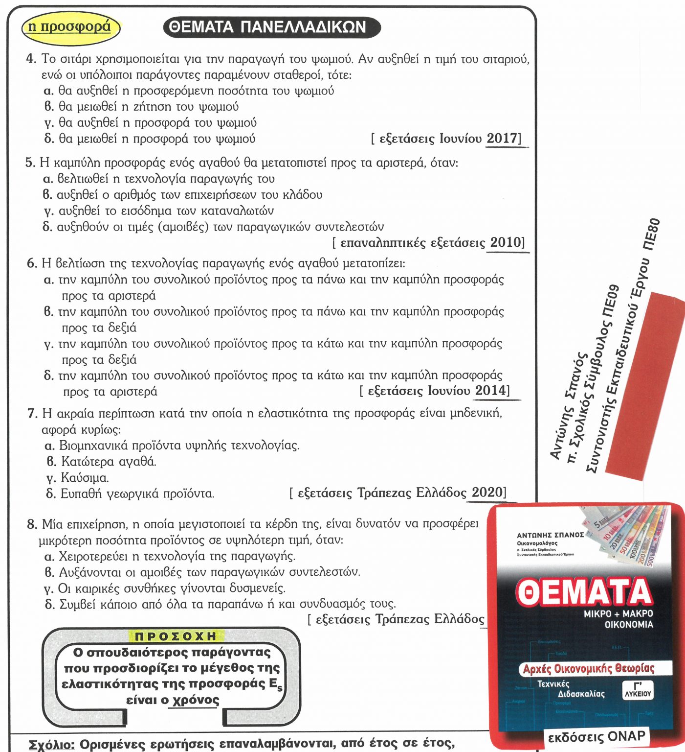 4ο Κεφάλαιο – Νόμος προσφοράς – Καμπύλη προσφοράς – Ελαστικότητα της ...