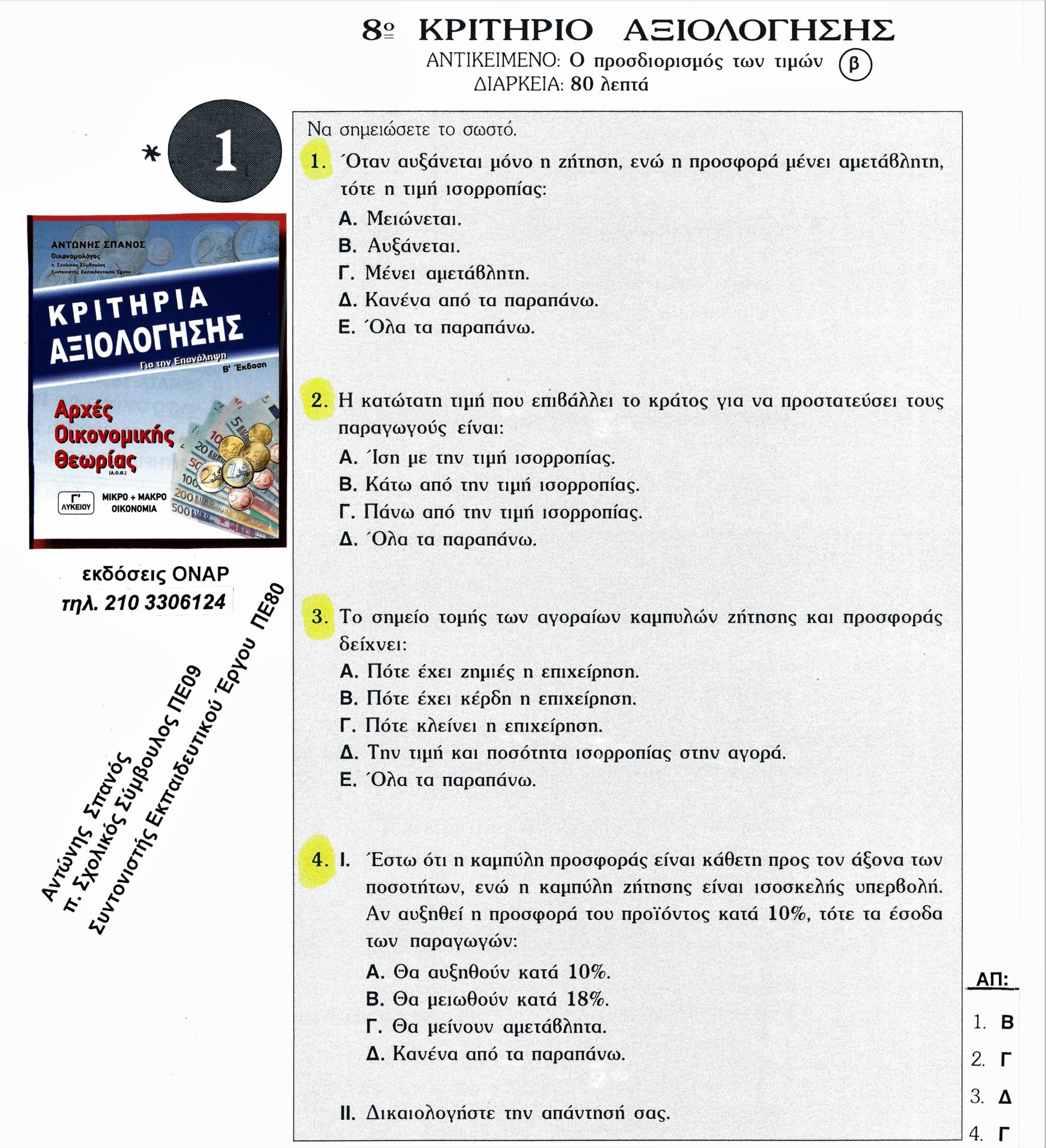 5ο Κεφάλαιο – Τιμή ισορροπίας – Πλεόνασμα – Έλλειμμα – Ποσότητα ...