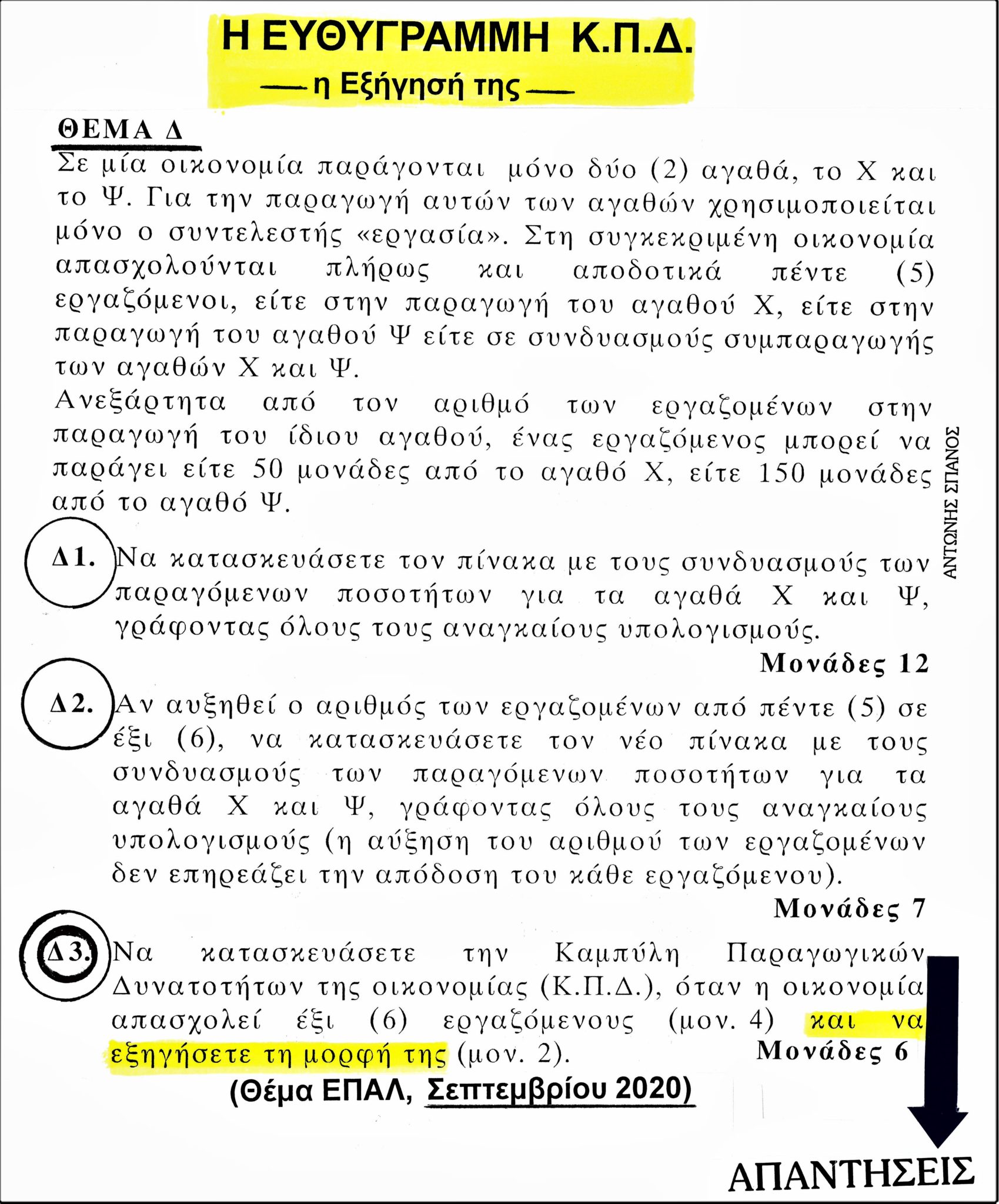 1ο Κεφάλαιο – Η καμπύλη Παραγωγικών Δυνατοτήτων – Κόστος Ευκαιρίας – Οι ...