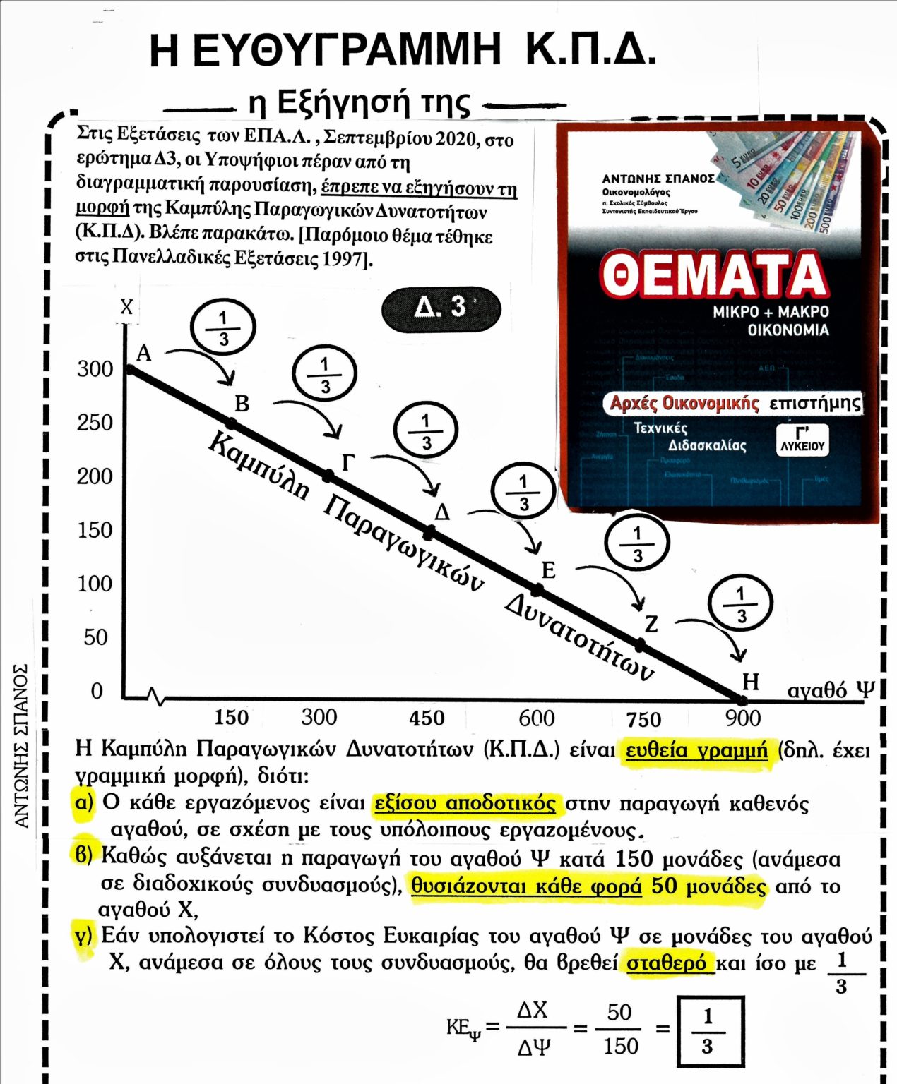 1ο Κεφάλαιο – Η καμπύλη Παραγωγικών Δυνατοτήτων – Κόστος Ευκαιρίας – Οι ...